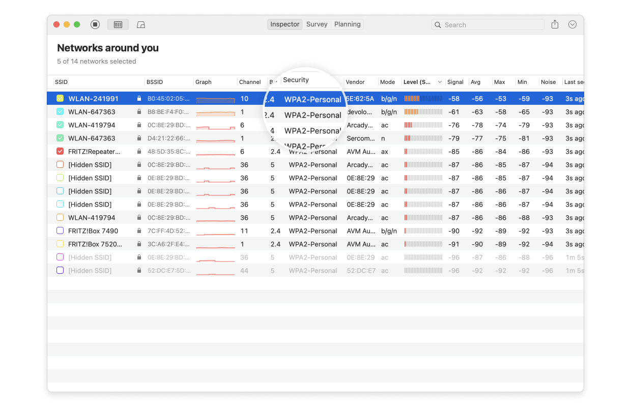Scanner WiFi gratuito per macOS e Windows — NetSpot